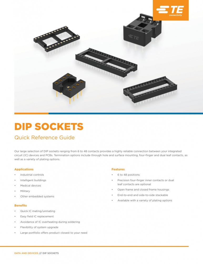 TE Connectivity DIP socket document page 1