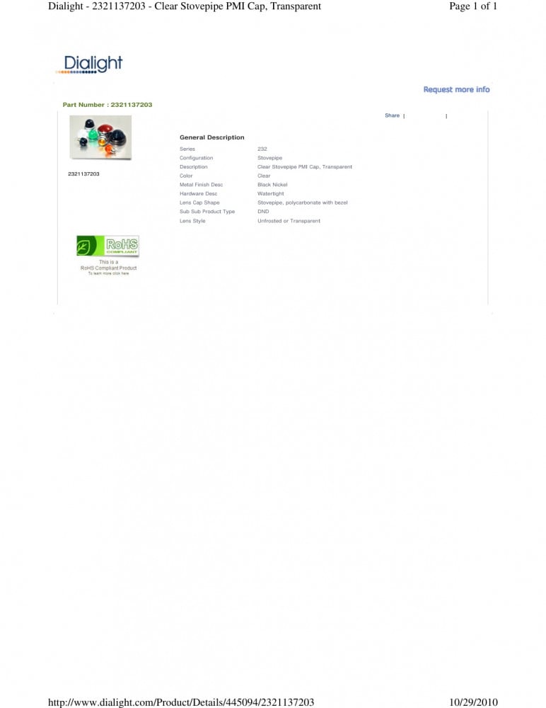 Dialight 2321137203 technical document page