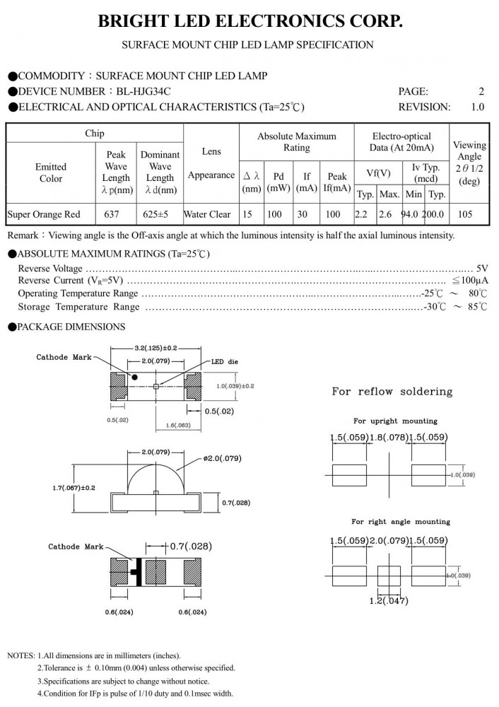 BL-HJG34C-TRB datasheet page 1