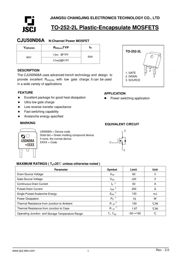 CJU50N06A datasheet page 1