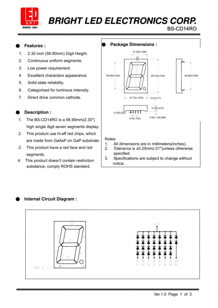 BS-CD14RO technical documentation page 1