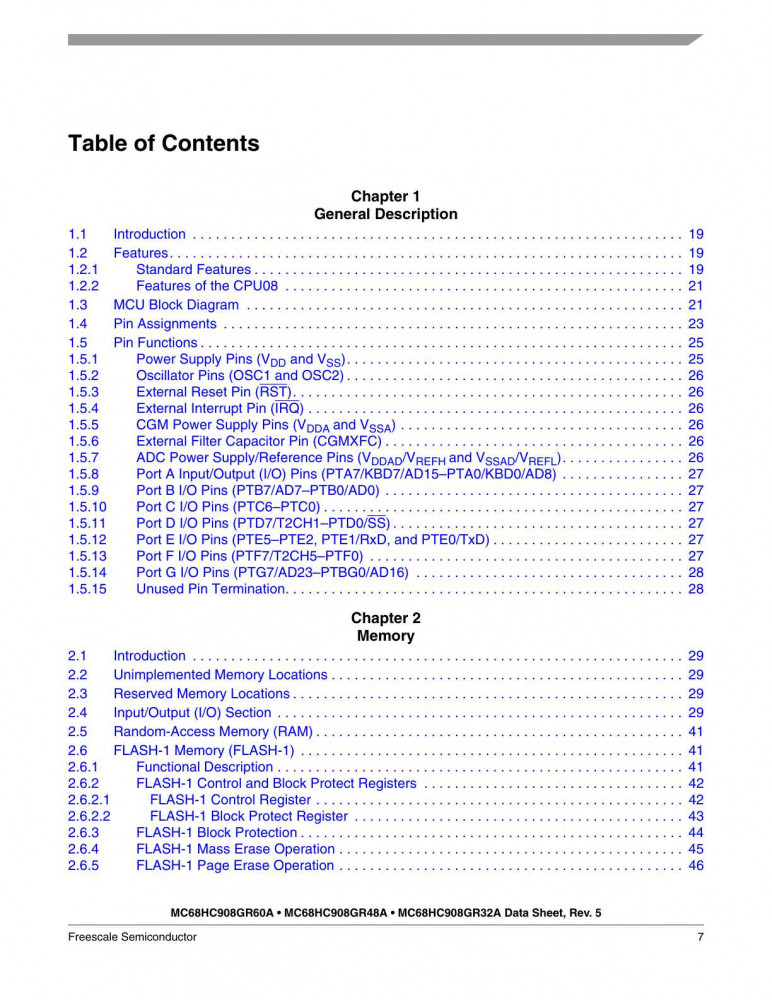 MC908GR48ACFJ datasheet page 7