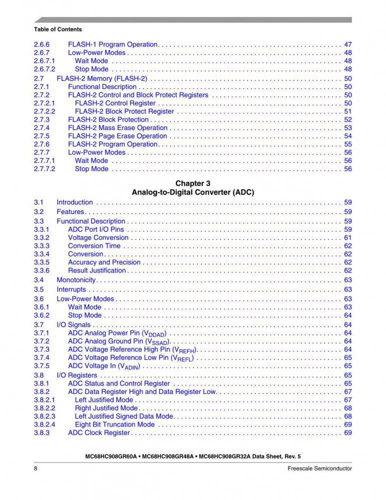 MC908GR48ACFJ datasheet page 8