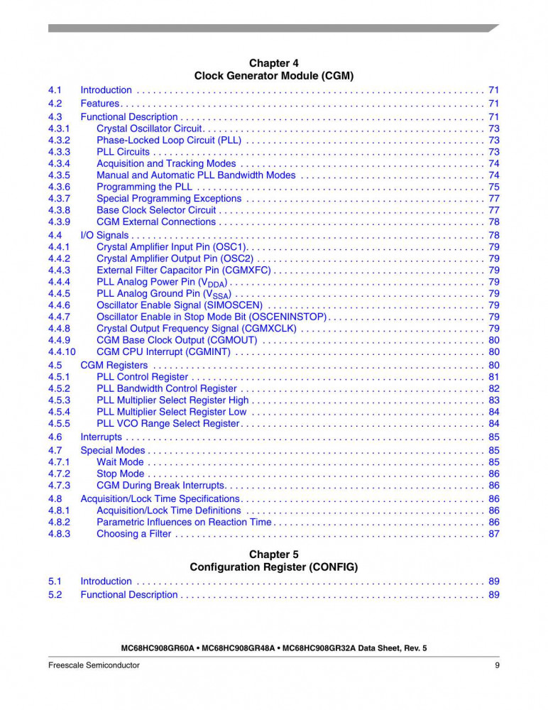 MC908GR48ACFJ datasheet page 9