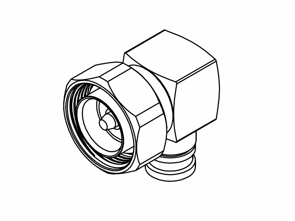 DIN 7/16 Plug, Right-Angle, Solder, for 1/2