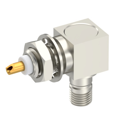 SMB / RIGHT ANGLE JACK RECEPTACLE MALE NICKEL FRONT MOUNT for sale