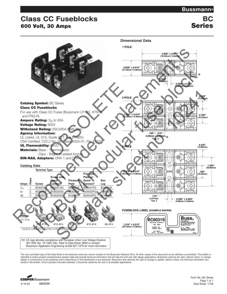 BC6031B technical product documentation