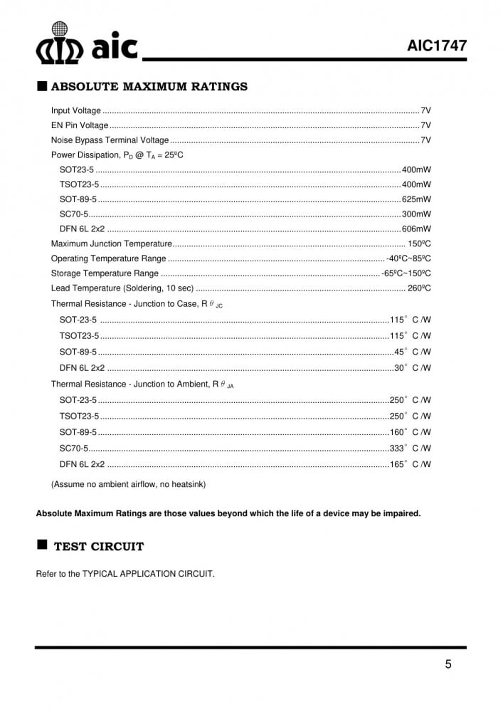 AIC1747 datasheet page 5