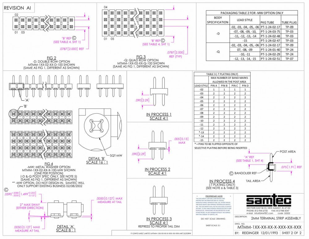 Samtec MTMM terminal strip drawing page 2