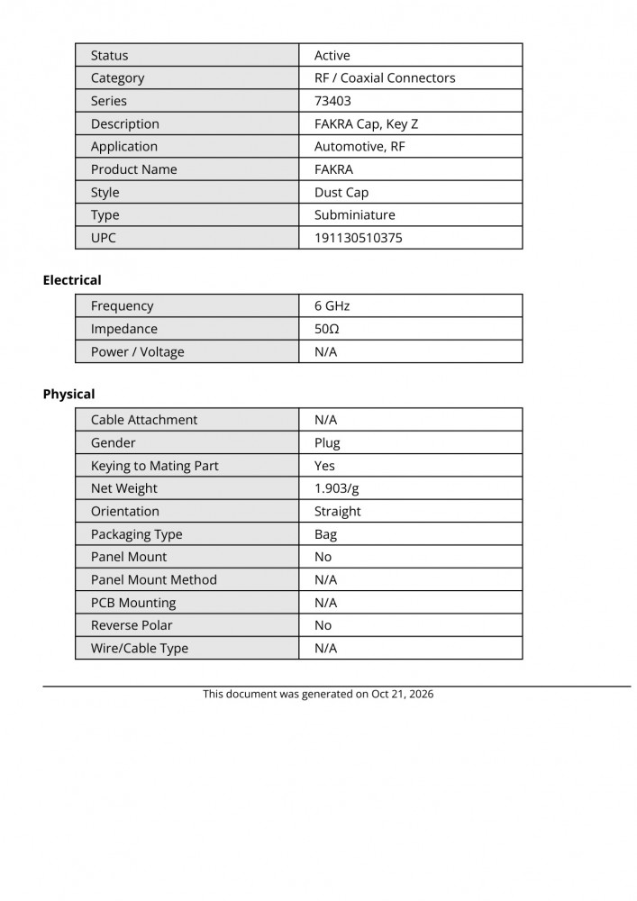 MOLEX 734039050 product document preview, page 2