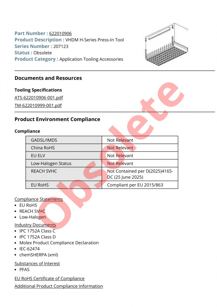 MOLEX 622010906 tooling document image 1