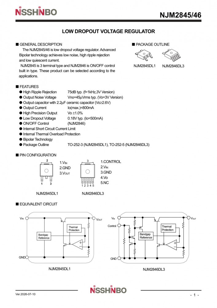 NJM2845 datasheet page 1