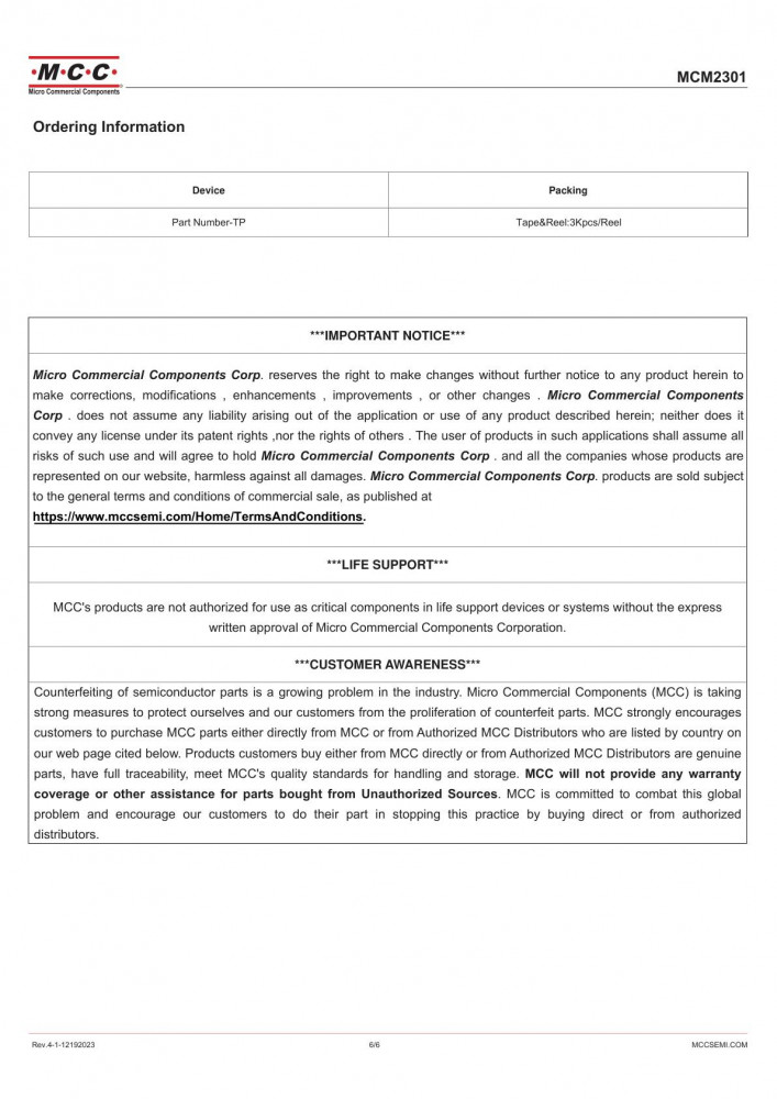 MCM2301-TP datasheet page 6