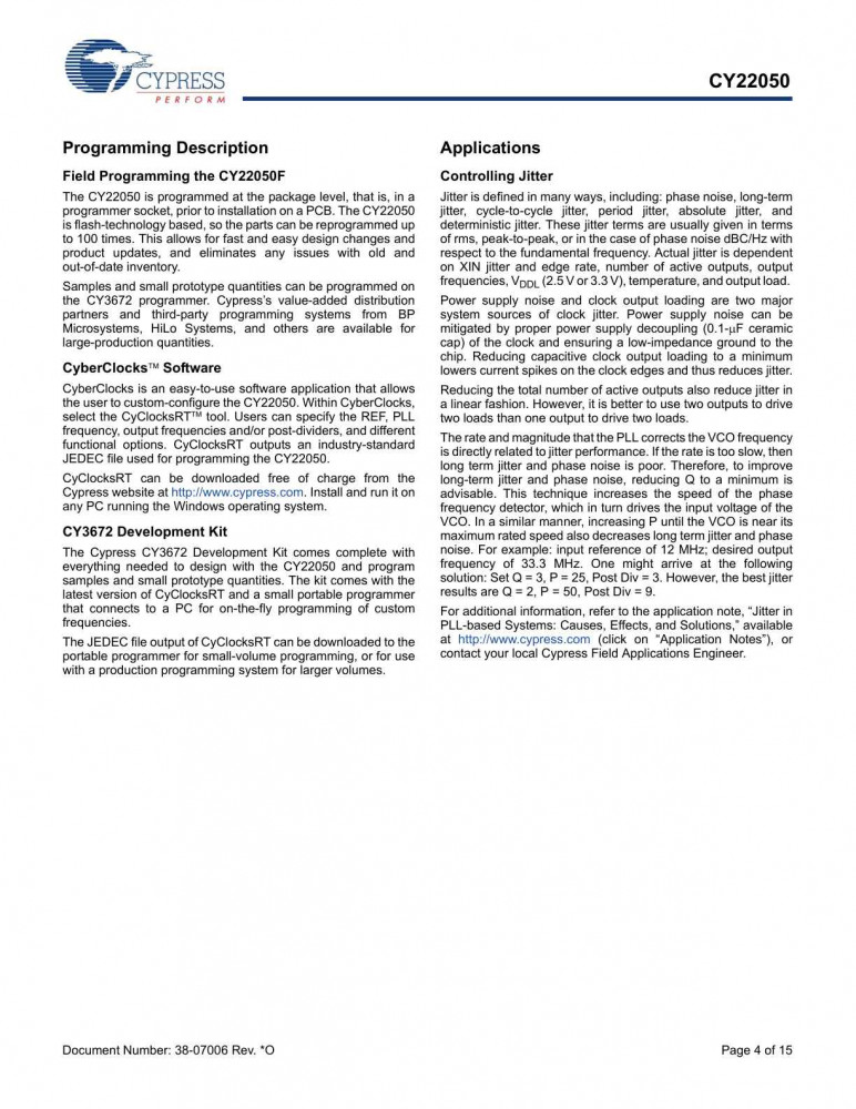 CY22050 datasheet page 4