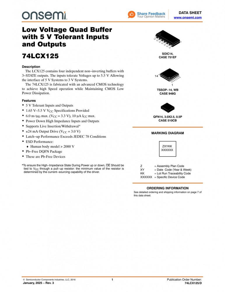 74LCX125 document page 1