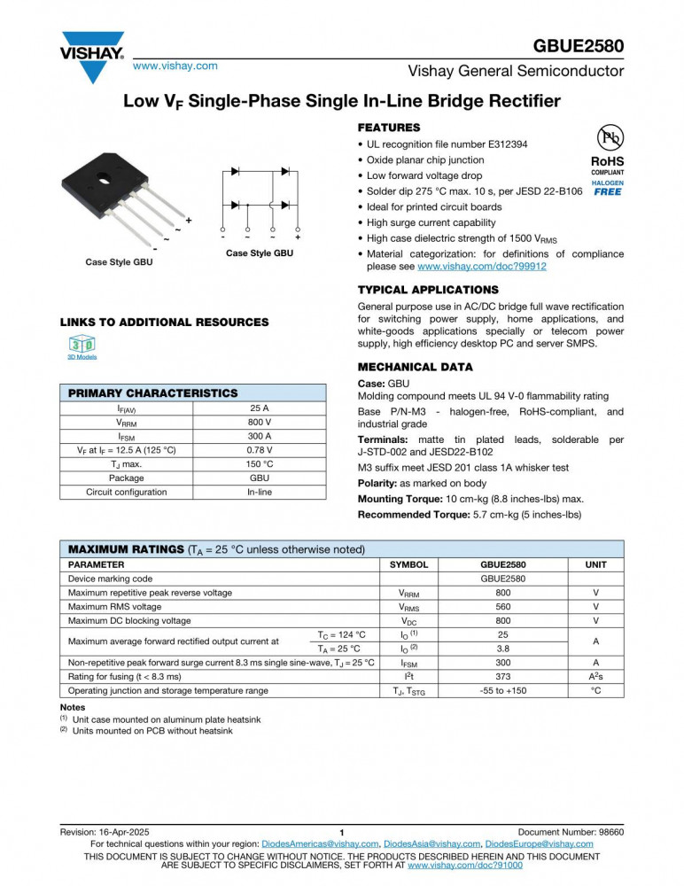 GBUE2580-M3/P datasheet page 1