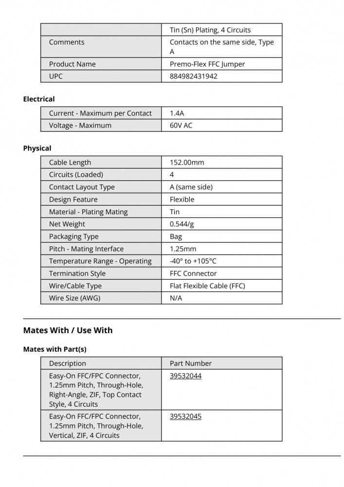 MOLEX 15268 FFC sales drawing page 2