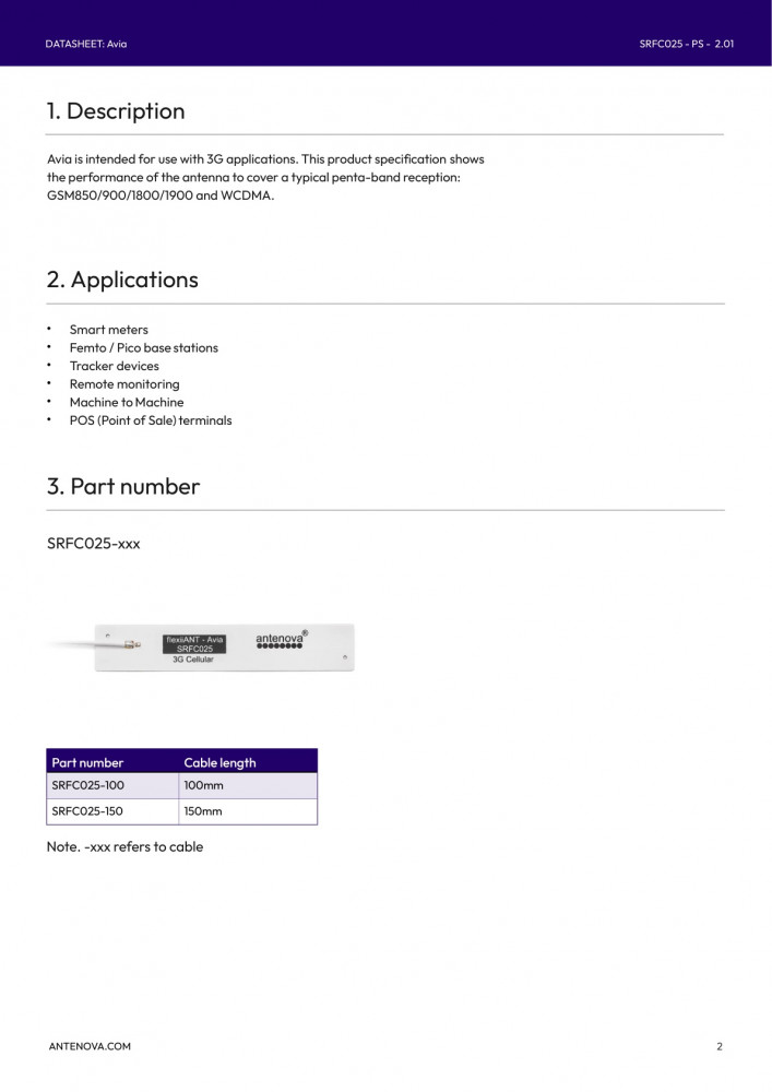 Avia SRFC025 datasheet page 2