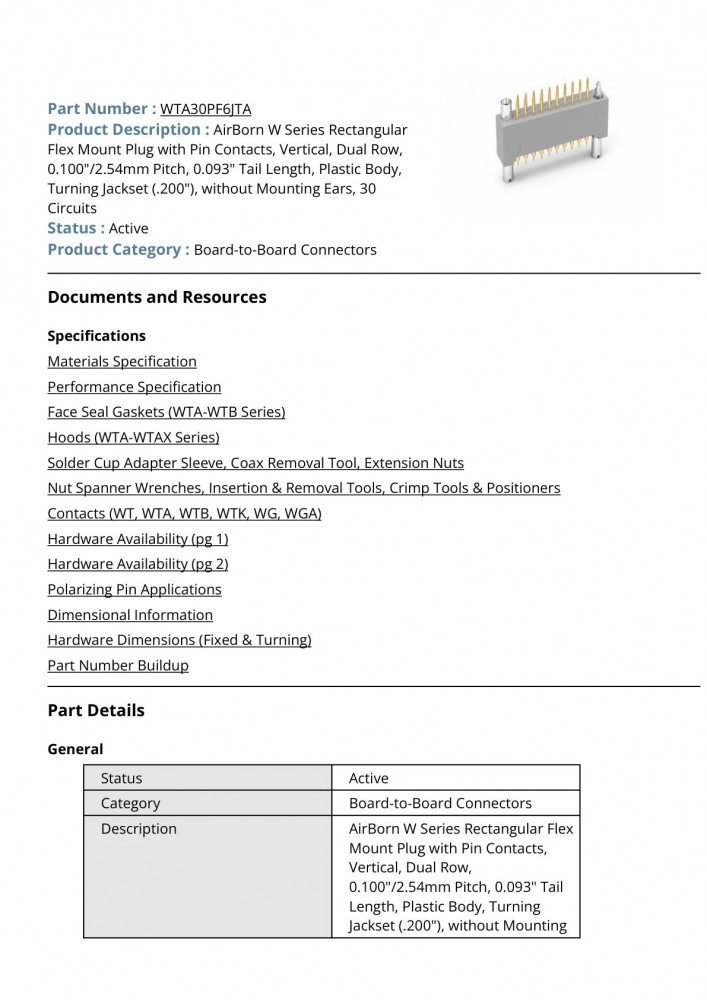 WTA30PF6JTA technical document image 1