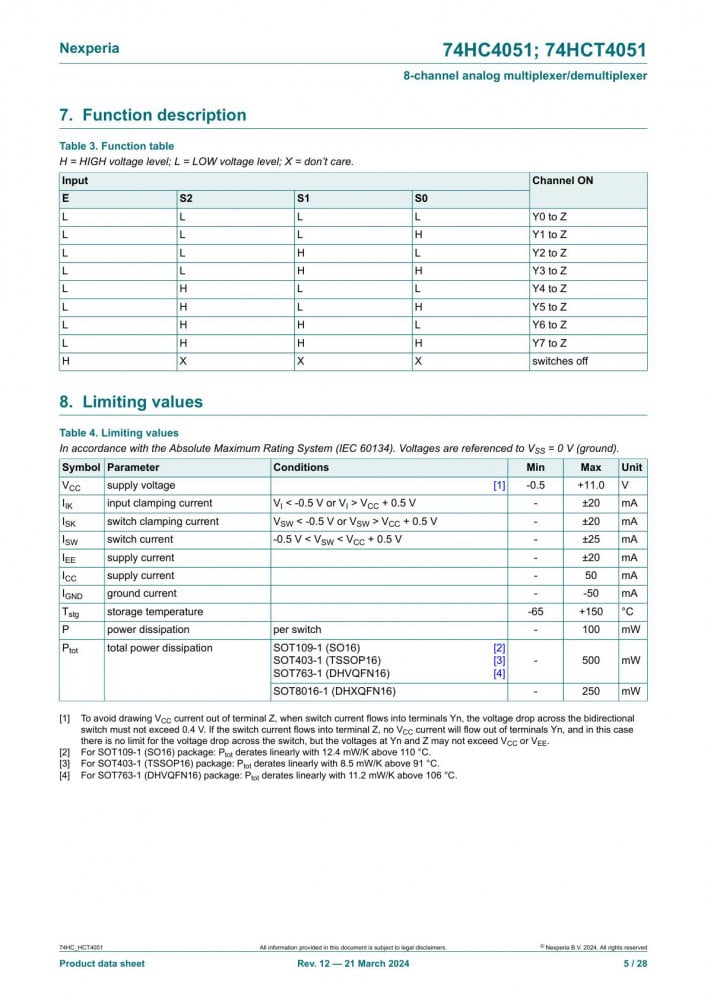 74HC4051 datasheet page 5