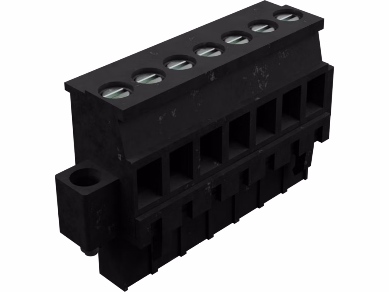 5.00mm Pitch Eurostyle Vertical Plug, with Retention Screws and Reverse Imprinting, Front Wire Entry, Gold (Au) Plated, Black, 7 Circuits for sale