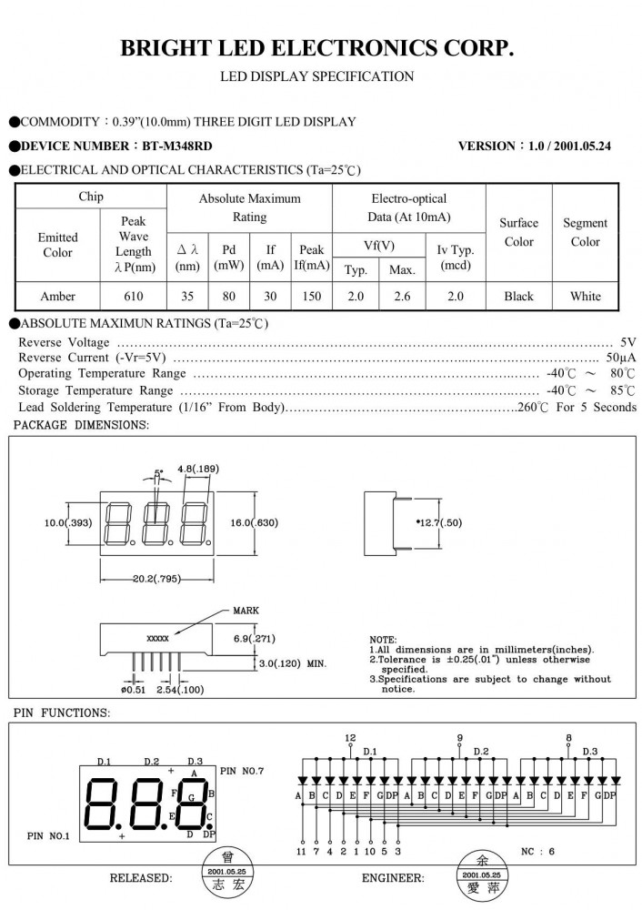 BT-M348RD datasheet page 1