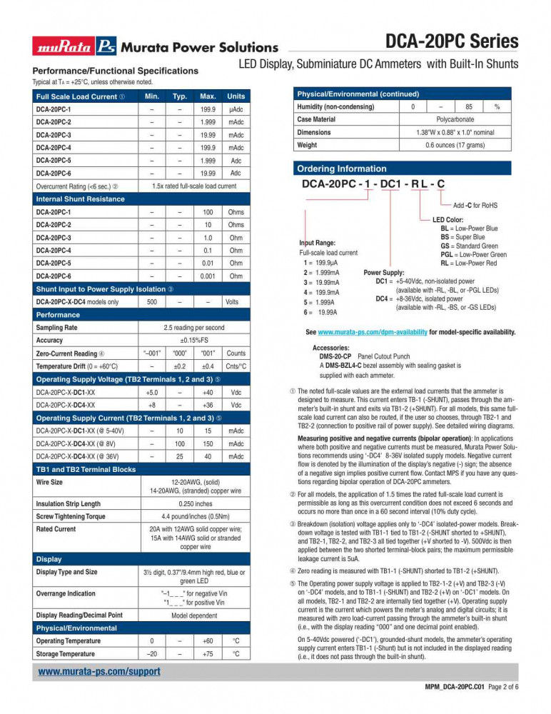DCA-20PC series datasheet page 2