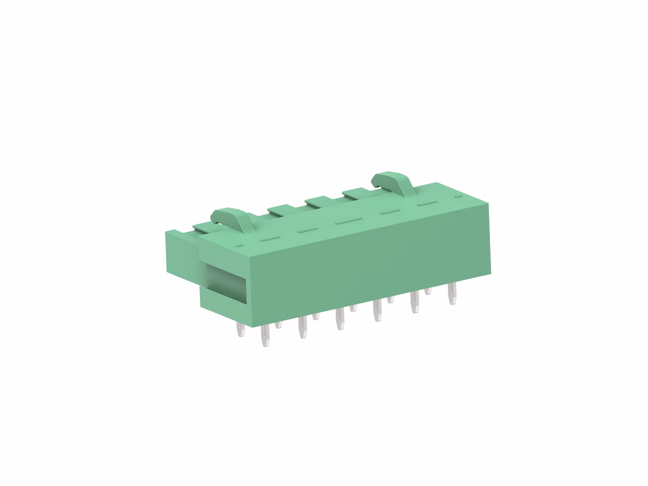 5.00mm Pitch Eurostyle 45° Angle PCB Header, Open Ends, 11 Circuits, Green