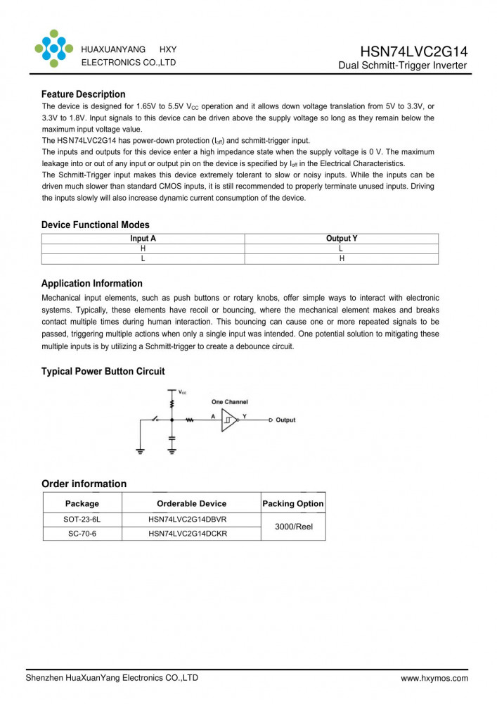 HSN74LVC2G14DBVR datasheet page 6