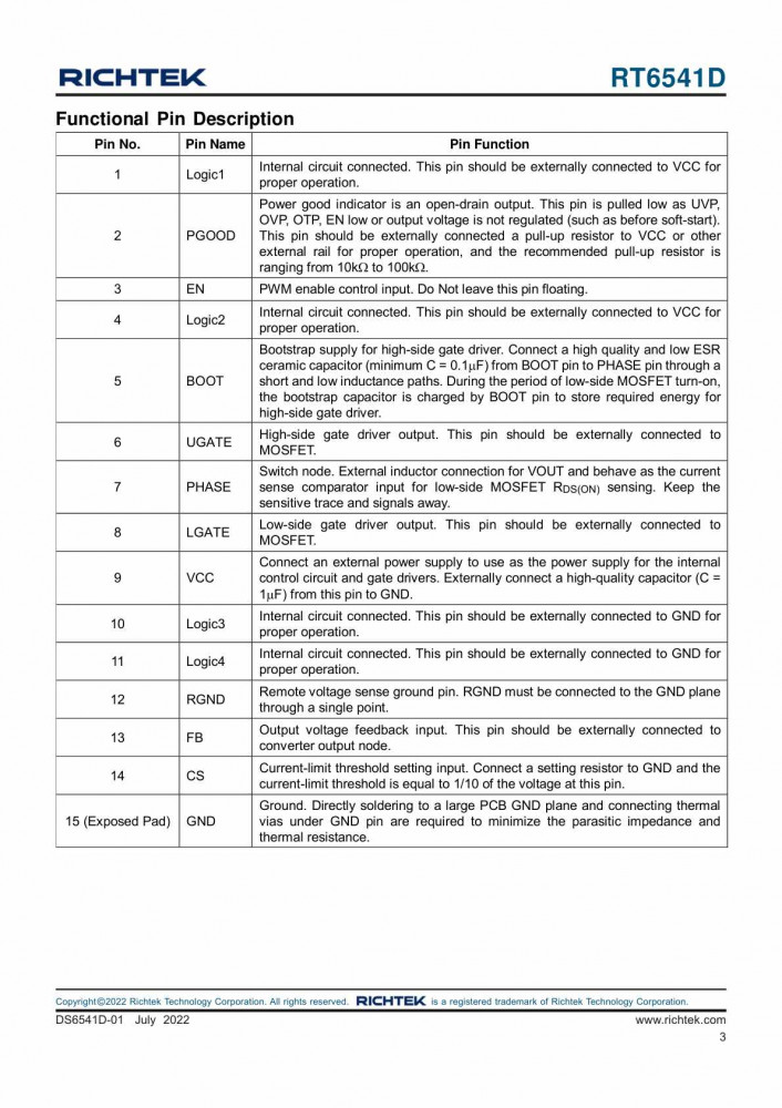 RT6541D datasheet page 3