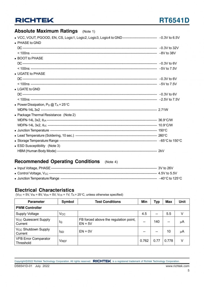 RT6541D datasheet page 5