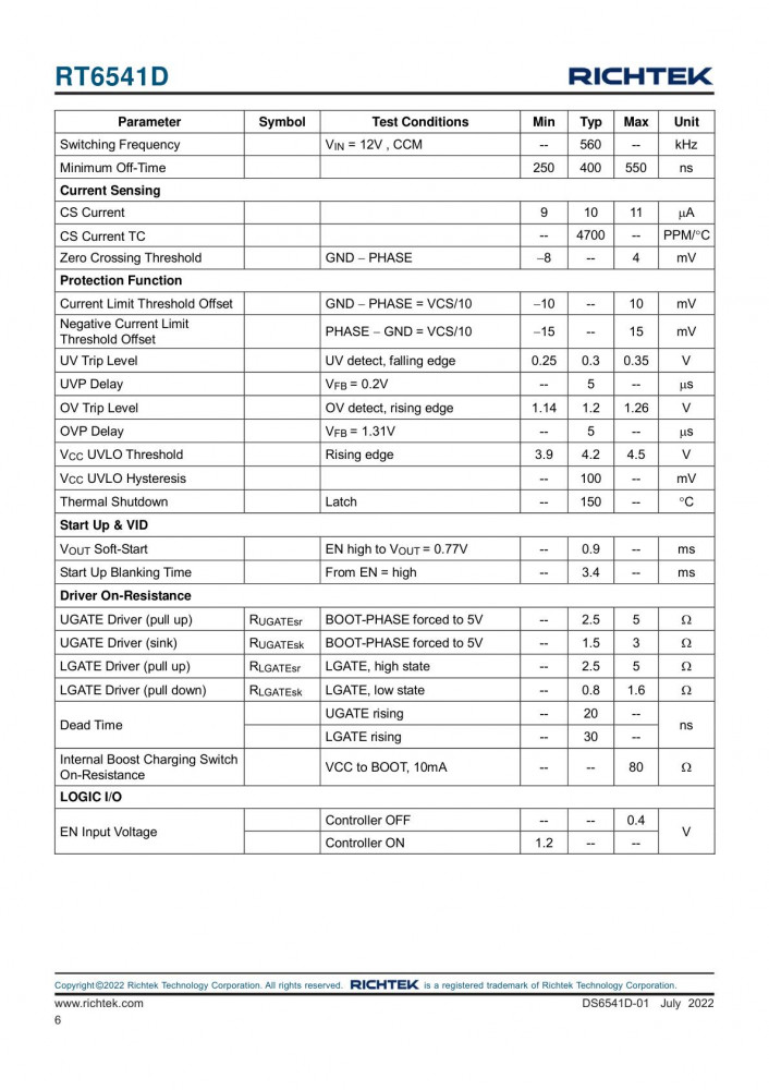 RT6541D datasheet page 6
