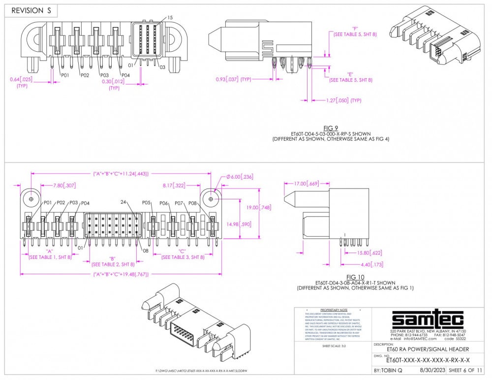 Samtec ET60 technical drawing sheet 6