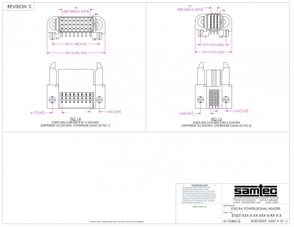 Samtec ET60 technical drawing sheet 9