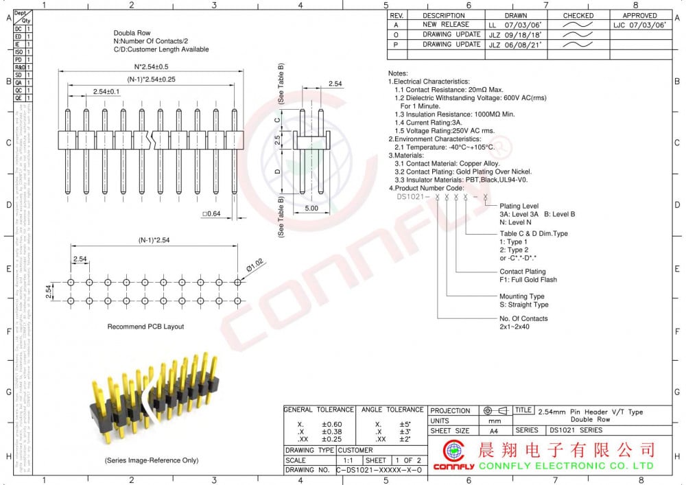 DS1021 series technical drawing page 3