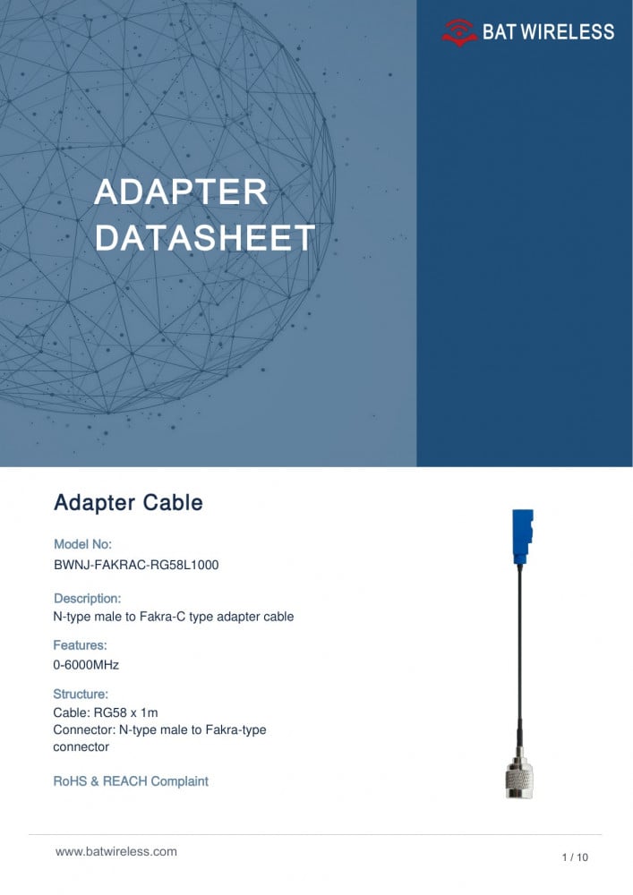 BWNJ-FAKRAC-RG58L1000 adapter datasheet cover