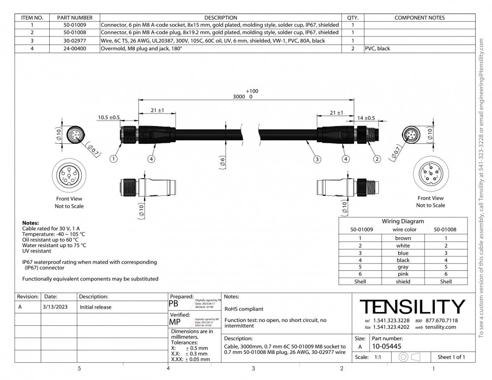 Tensility International 10-05445 product drawing