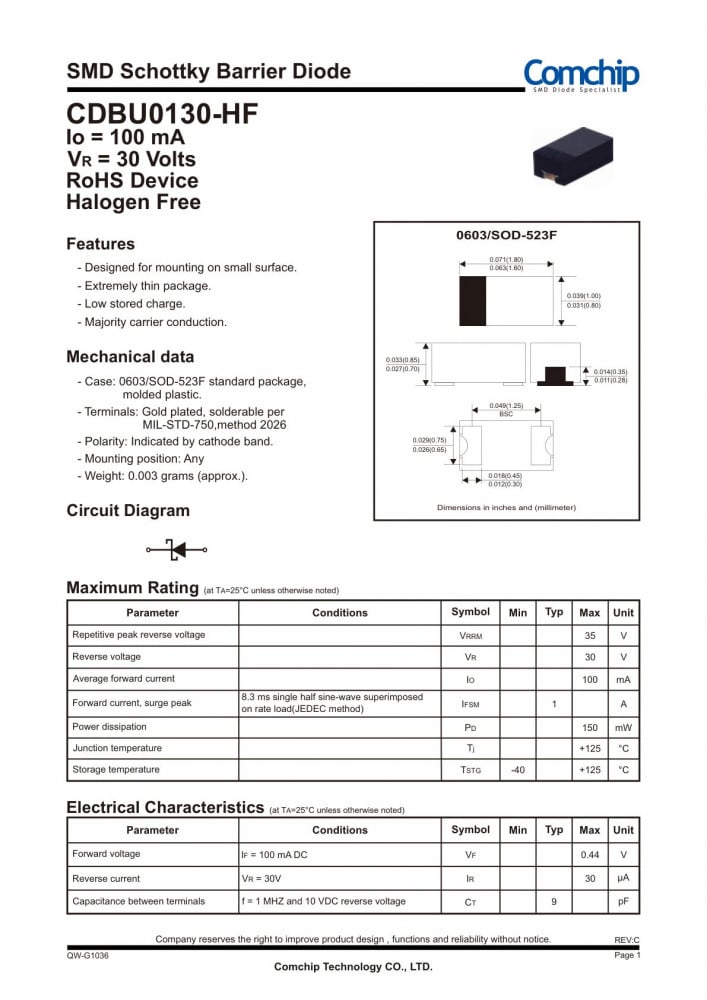 CDBU0130-HF datasheet page 1
