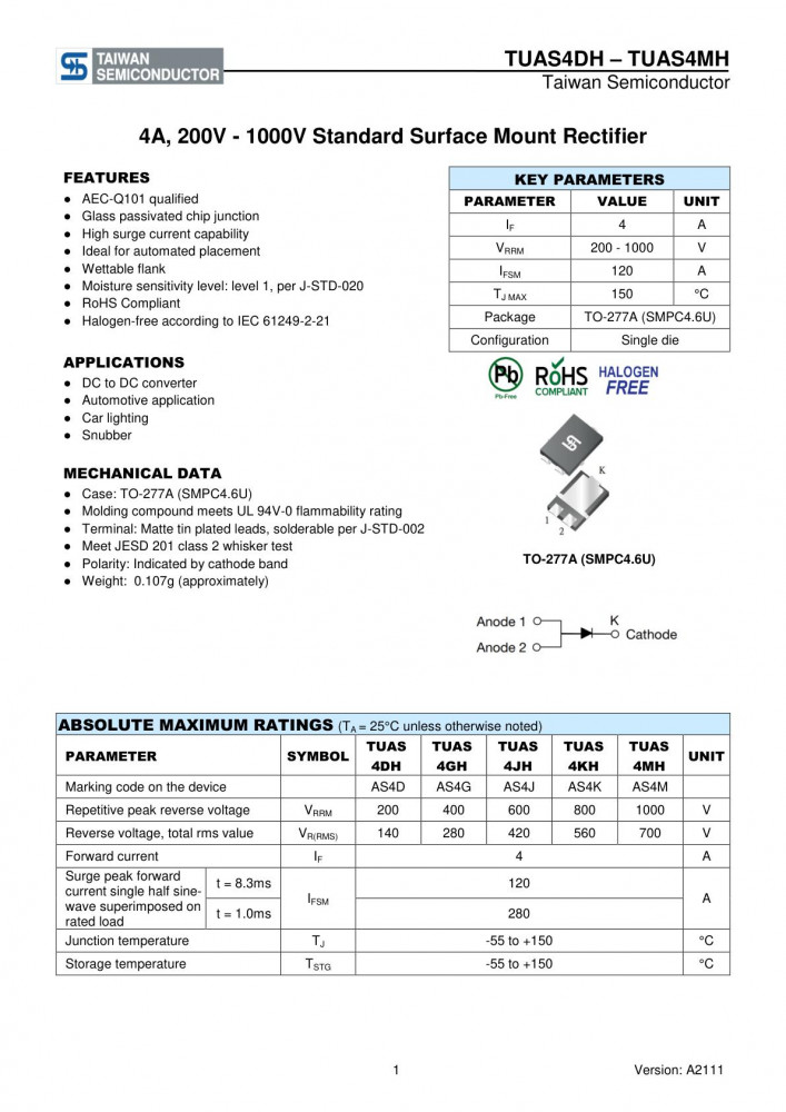 TUAS4JH technical document page 1