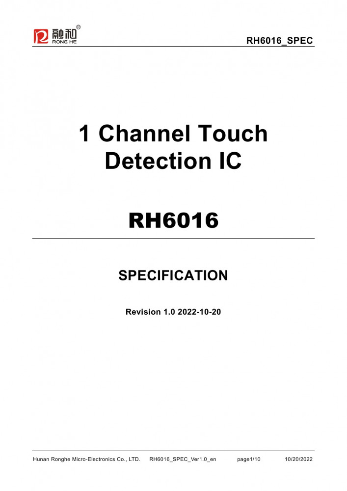 RH6016CB datasheet page 1