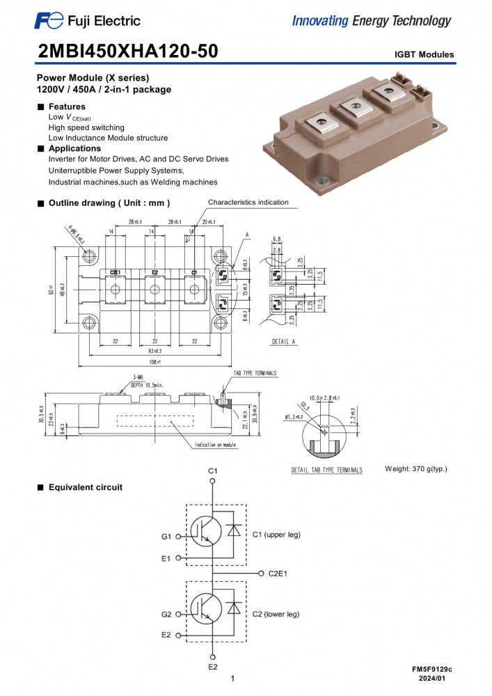 2MBI450XHA120-50 datasheet page 1