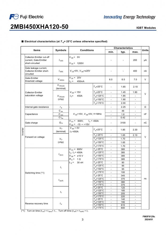2MBI450XHA120-50 datasheet page 3