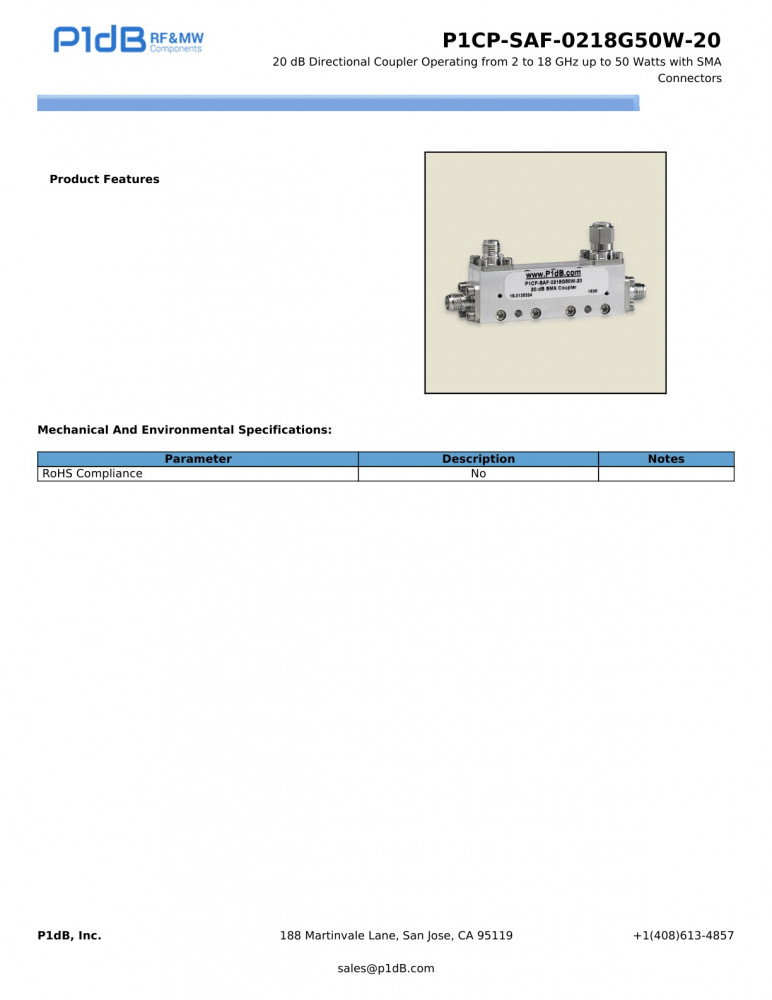 Product document image for P1CP-SAF-0218G50W-20