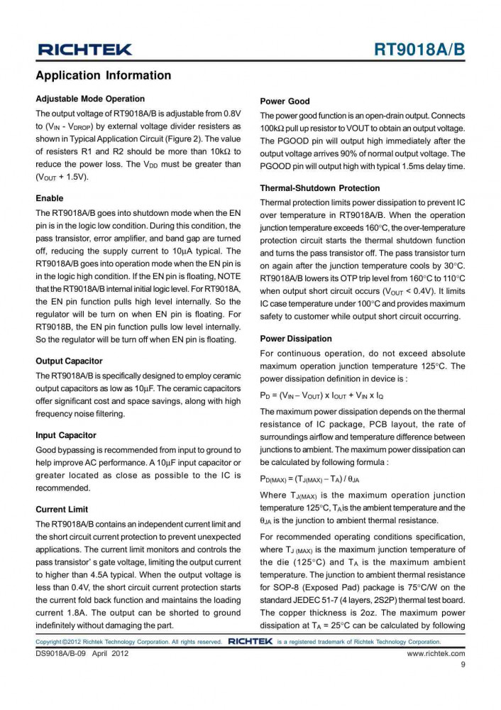 RT9018A datasheet page 9
