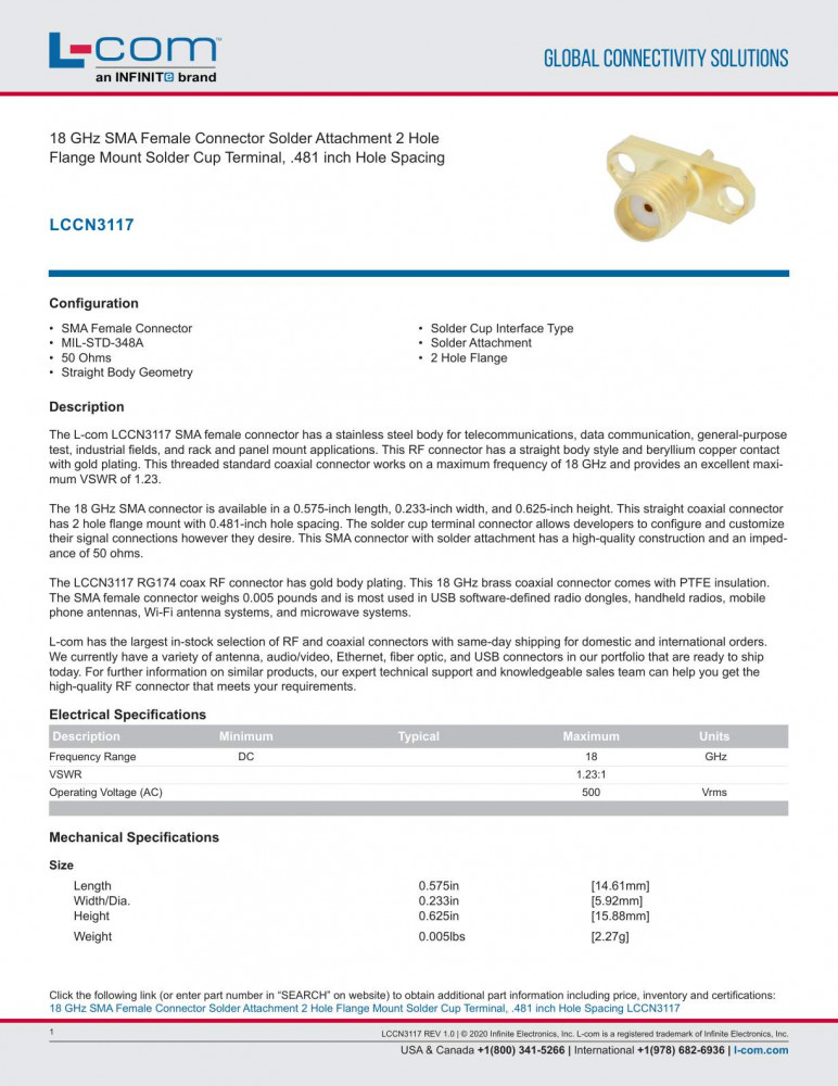 LCCN3117 product documentation page 1