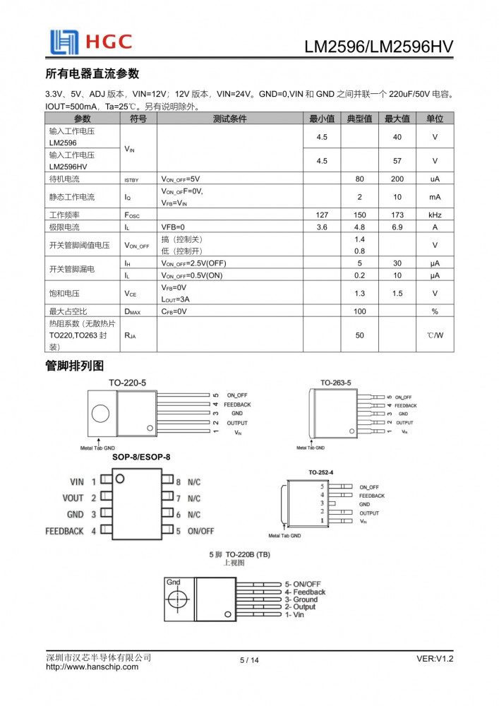 LM2596HVT-3.3G datasheet page 5
