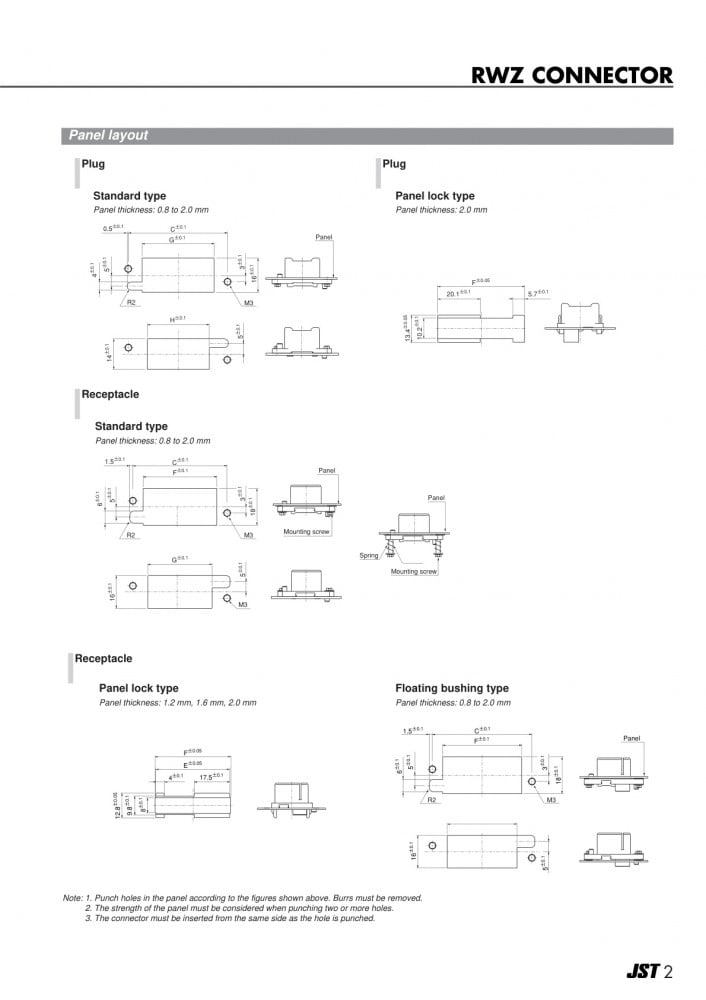 JST RWZ and CZ connector documentation page 2