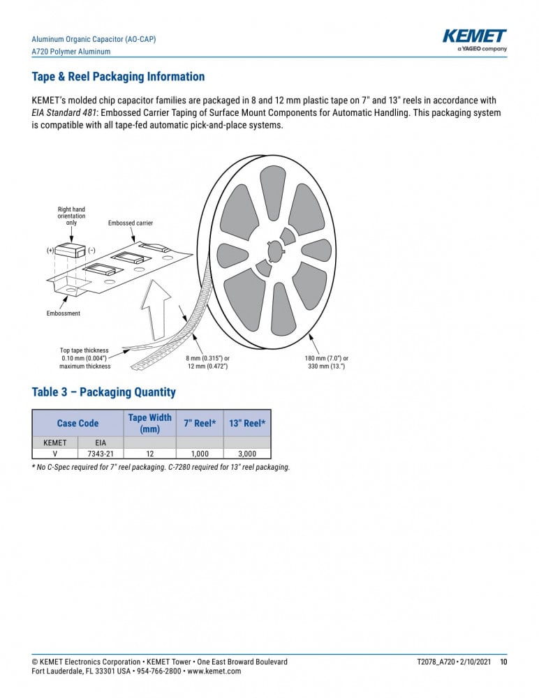 KEMET A720 datasheet page 10