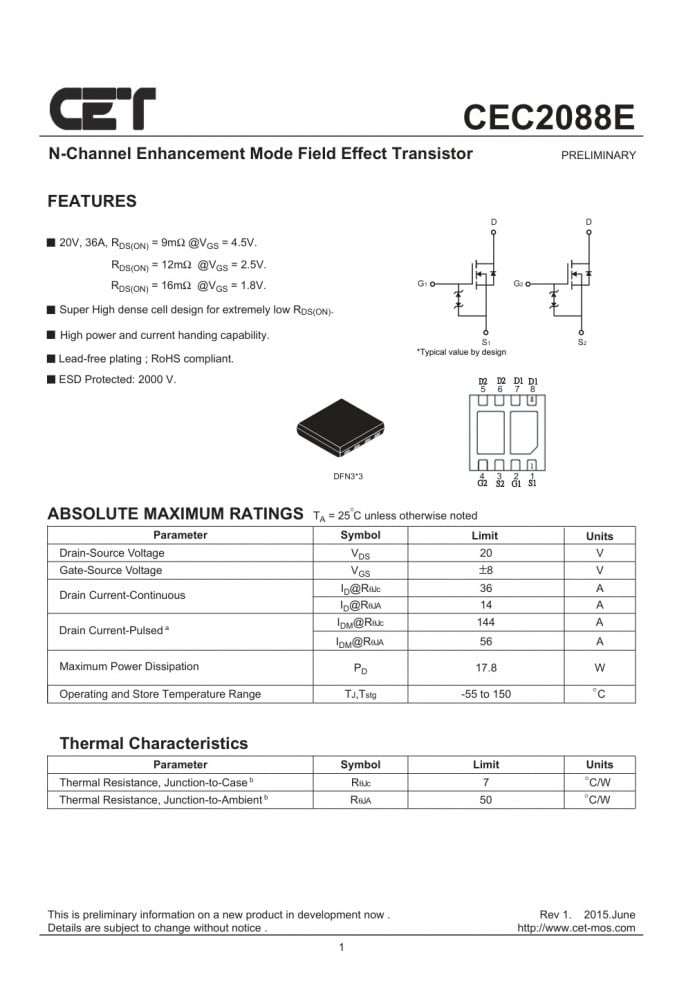 CEC2088E datasheet page 1