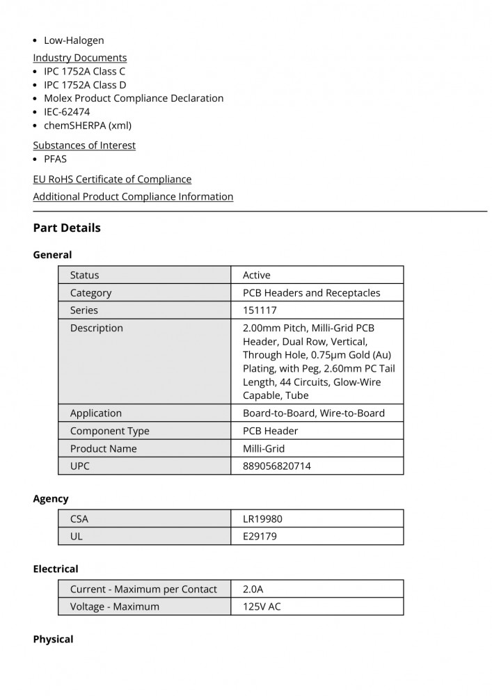 MOLEX Milli-Grid specification page 2